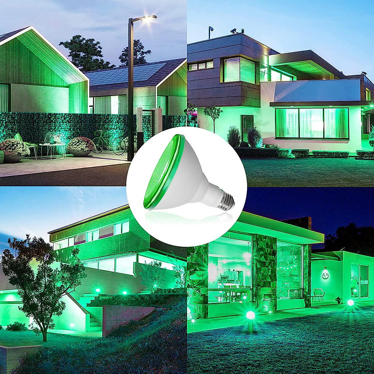 PAR38 Green Flood Light Bulbs, 15 Watt Green LED Flood Light 100W Equivalent, E26 Base Outdoor Green Light Bulbs for Halloween Light Bulbs, Party Decoration, Porch, Home/Holiday Lighting(2 Pack)