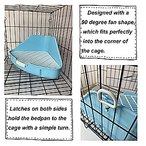 kathson Rabbit Litter Box Bunny Toilet Triangle Potty Trainer Corner Large Bedding Box Pet Pan for Rabbits Chinchillas Ferrets Guinea Pigs Galesaurs(Blue)