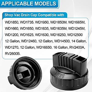 47922 Vac Drain Cap Compatible with Ridgid Shop Vacuum Cleaner and Craftsman Shop Vacuum, 1.97'' ID Wet/Dry Vacuum Replacement Drain Cap（1pack）