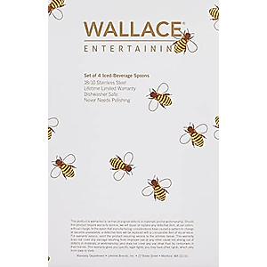 Wallace Napoleon Bee 18/10 Stainless Steel Iced Beverage Spoon, Set of 4, Silver