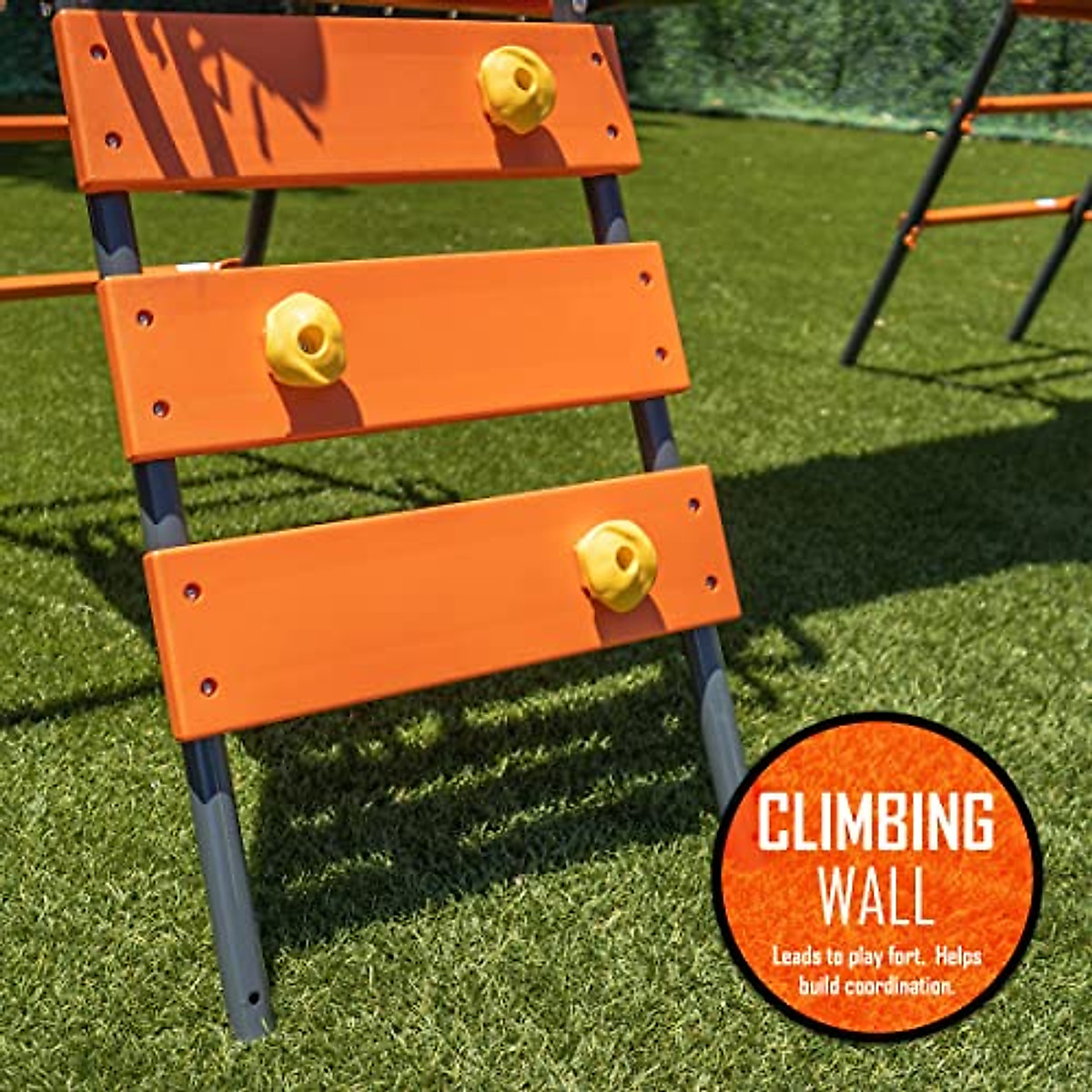 Jungle Warrior Anaconda Metal Swing Set with 45" Saucer Swing, 2 Sling Swings, Rock Climbing Wall and 5ft Slide with Slide