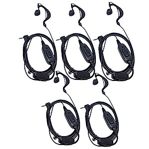 1 Pin G Shape Earhook Earpiece Headset PTT and Mic Compatible for HYT Hytera Two Way Radio TC1688 TC310 TC-1688 TC-310 TC-320 etc/Motorola Walkie Talkie, Pack of 5, By Lsgoodcare