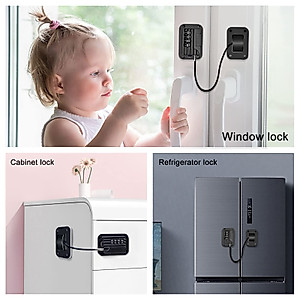 2 Pack Refrigerator Lock, Heavy Duty Combination Fridge Freezer Lock, Keyless Child Baby Safety Lock for Cabinets, Drawers, Closets, Doors, Window, cerradura de nevera