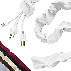 Cordinate Fabric Cord Cover, 6 ft, Hides Cables, Great for Lamps, Light Fixtures, and Desks, Cable Management, Easy Installation, Eggshell White, 40723