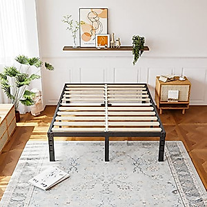 ZIYOO King Size Bed Frame 14Inches High 3 Inches Wide Wood Slats with 3500 Pounds Heavy Duty Support for Foam Mattress, No Box Spring Needed, Easy Assembly, Noise Free