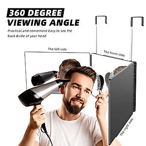 3 Way Mirror for Self Hair Cutting Mirror Vanity Mirror Barber Supplies Accessories 360 Makeup Mirror Trifold Mirror to See Back of Head