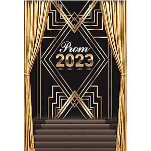 Eainb Graduation Celebration Backdrop Grade 2023 Prom Party Decoration Banner Graduation Party Photography Background Gold Curtain Stairs Student Teacher Portrait Photoshoot Prop,4x6ft