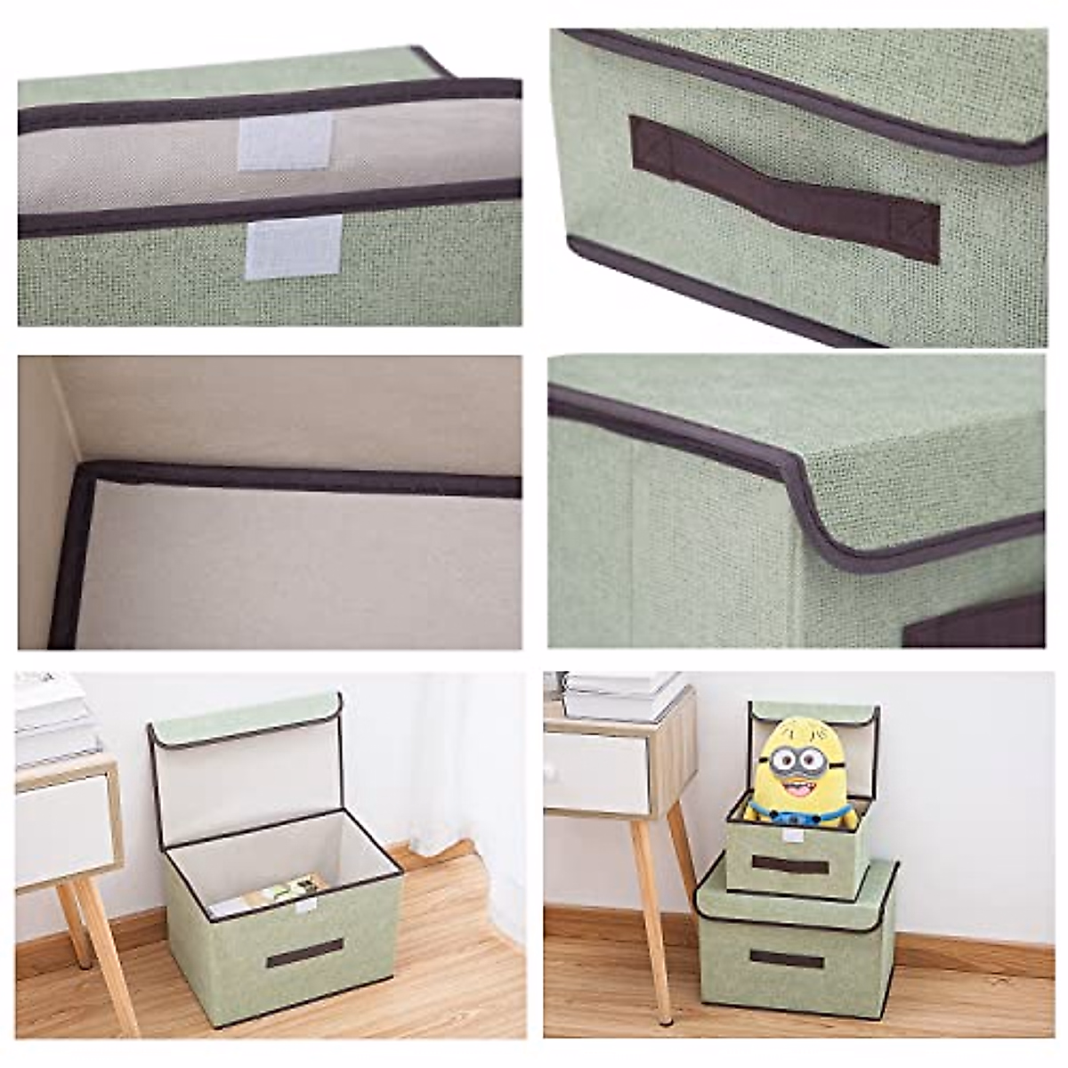 TorSor 2 Pack Foldable Storage Box Closet Organizer Bin Collapsible Bags Cubes Container Baskets Container Cover with Lids Handle for Home Bedroom Laundry Underwear Toys Office