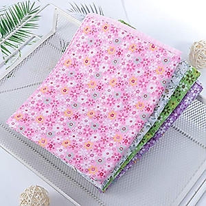 BESPORTBLE 7 Sheets Craft Felt Fabric Sheets Flower Printed Cotton Fabric Squares Quilting Fabric Floral Patchwork Squares for DIY Sewing Craft Farmhouse Decoration 50cm Purple