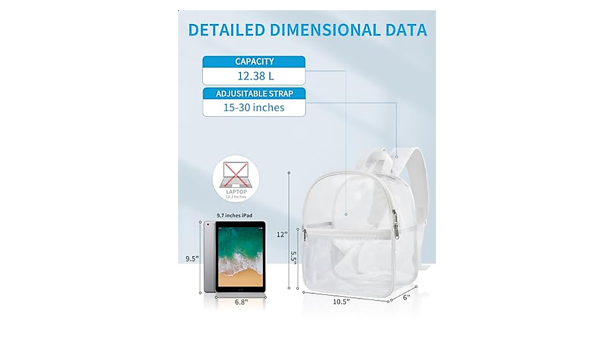 Paxiland Clear Backpack - Stadium Approved & Durable