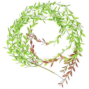 5Pcs Artificial Vines, Fake Greenery Garland Willow Leaves, Hanging Ivy Garland for Wedding Party Home Garden Wall Backdrops Decor