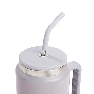 Hydragear Edge Stainless Steel Tumbler with Easy-Carry Handle and Resudable Metal Straw - 50 Oz - Overcast Speckle