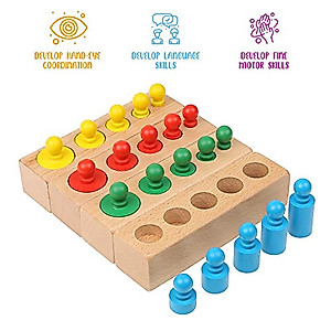 Boxiki kids Montessori Toys. Stacking Rainbow Wooden Puzzle. Innovative Puzzles to Boost Your Child's Brain Power and Creativity. Great Gift for Boys and Girls Aged 4+ Years Old.