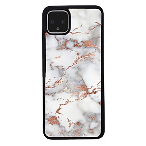 Rose Gold Marble Black Rubber Phone Case Compatible With Google Pixel 8 Pro, 8a, 8, 7, Pixel 7 Pro, 6a, Pixel 6 Pro, 6, Pixel 5, 4a 5G, 4a 4G, 4, 4 XL, 3a, 3a XL, 3, 3 XL, 2 XL, 2