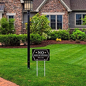 Kichwit No Soliciting Sign for House, No Soliciting Yard Sign, 12" x 8", 14" Long Metal Stakes Included