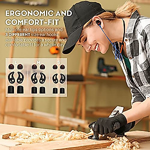 MIPEACE Bluetooth Noise Reduction Headphones, Magnetic Custom-fit Safety Wireless Neckband headphones-29db Noise isolating Work Earbuds Earphones with mic and Control,IPX4 sweatproof 13+Hour Playtime