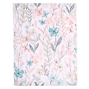 Lambs & Ivy Baby Blooms Watercolor Floral/Butterfly Soft Fleece Baby Blanket