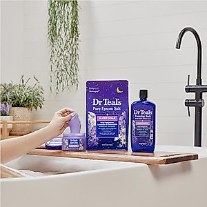 Dr Teal's Foaming Bath with Pure Epsom Salt, Sleep Blend with Melatonin, Lavender & Chamomile Essential Oils, 34 Fl Oz (Pack of 4) (Packaging May Vary)