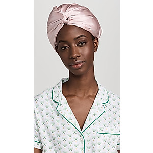 Slip Silk Turban in Pink, One Size (21”- 28”) - Double-Lined Pure Mulberry Silk 22 Momme Hair Turban - Hair-Friendly, Lightweight and Multipurpose Head Wrap + Sleeping Cap for Curly + Thick Hair Types
