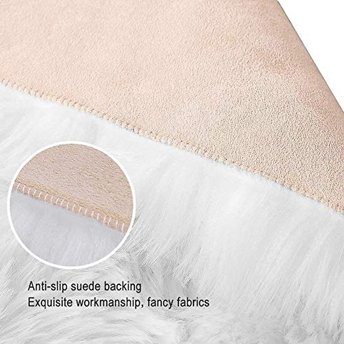 Dikoaina Classic Soft Faux Sheepskin Fur Rug White Fluffy Area Rug Shag Rug Carpets for Bedroom Living Room