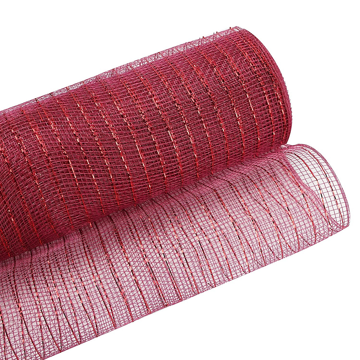 MEEDEE Burgundy Deco Mesh 10 Inch Burgundy Mesh Metallic Mesh Ribbon for Christmas Tree Maroon Deco Mesh Basic Mesh Ribbon for Wreaths Garland Staircase Mailbox Swag Centerpiece Decorating (30 Feet)