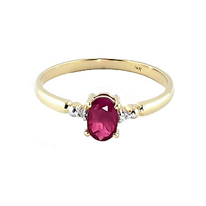 Galaxy Gold GG 14K Solid Yellow Gold Ring 0.71 ct Diamond Ruby