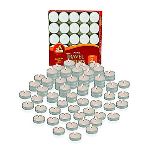Mini Tea Light Candles - 50 Bulk Pack - White Unscented Travel, Centerpiece, Decorative Candle - 1 Hour Burn Time - Pressed Wax