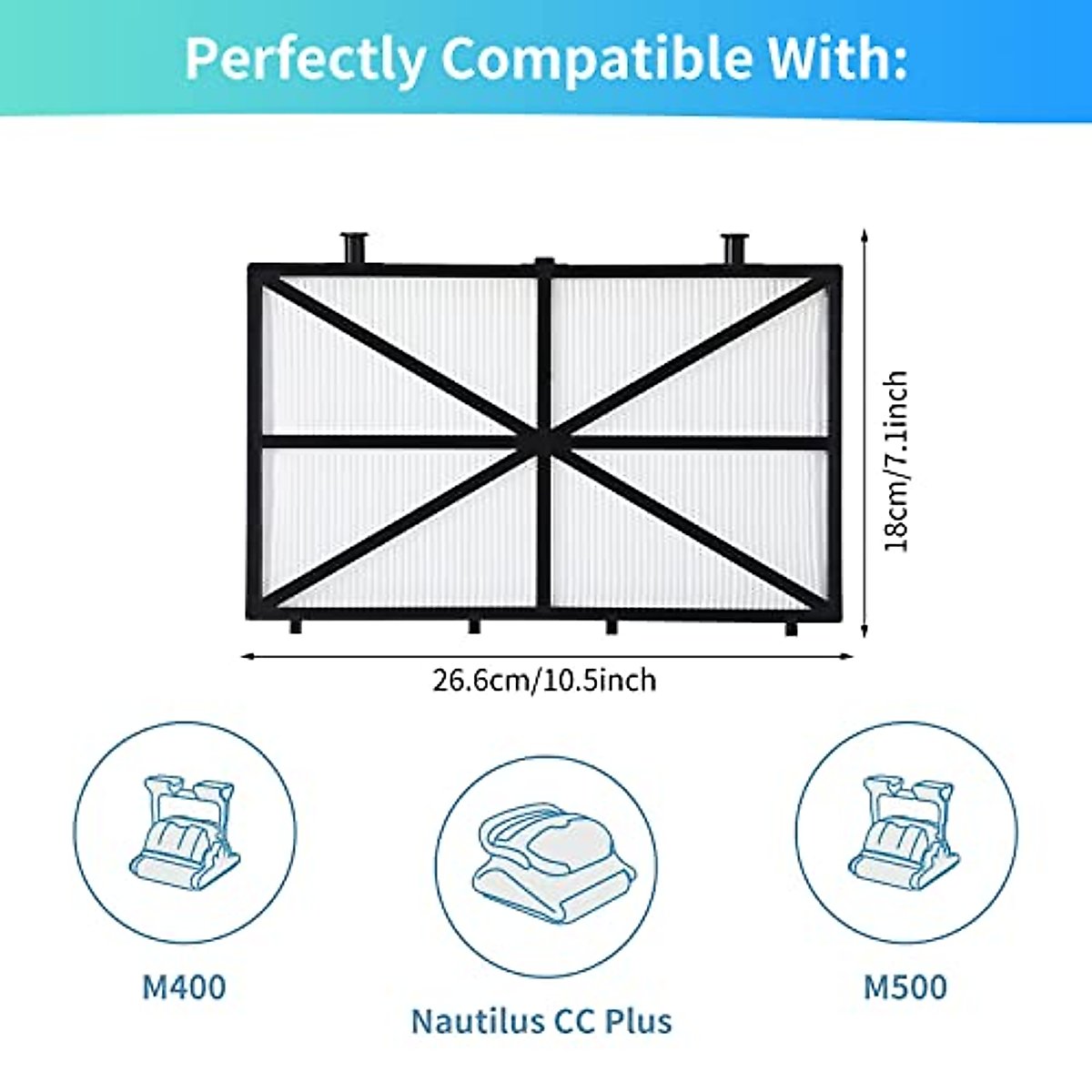 9991432-R4 Ultra Fine Cartridge Filter Panels Robotic Pool Filter Cleaner Replacement Parts Large Filter Panels Pool Cleaner Filter Compatible with Dolphin m400, m500,Nautilus Plus (8 Pieces)