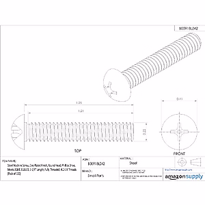 Small Parts 588055-PR Steel Machine Screw, Zinc Plated Finish, Round Head, Phillips Drive, Meets ASME B18.6.3, 1/4" Length, Fully Threaded, #4-40 UNC Threads (Pack of 100)
