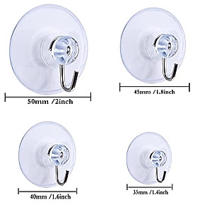 COLOGO 40 Pieces Suction Cup Hooks Assorted Size, Clear PVC Suction Cups with Metal Hooks Heavy Duty Removable Large and Small Wall Hooks for Kitchen Bathroom Shower Hanging Organizer Supplies