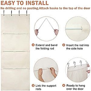 VICTOR'S Stuffed Animal Storage, Over The Door Organizer Storage for Closet, Baby, Plush Toy, Stuffed Animal Holder with 4 Large Hidden Pockets, Room Organizer for Nursery, Bedroom, Kids' Room, Beige