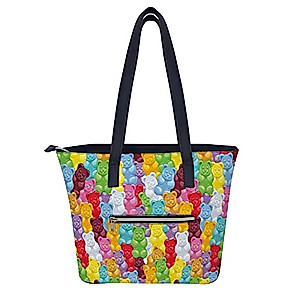 FunnyStar Gummy Bears Candies Women's Tote Bag PU Leather Shoulder Bag Handbags Purse For Work Shopping Travel