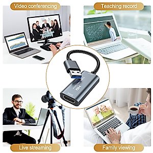 Video Capture Card, Capture Card for Streaming 4K HDMI to USB 3.0 Audio Video Recording in 1080P 60FPS for Game, PS5, PS4/Pro, Nintendo Switch Camera PC, for Windows Mac OS System OBS Zoom