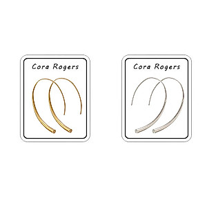 Open Hoop Earrings - Upside Down Threader Earrings, Surgical Titanium Steel Hypoallergenic (Silver)