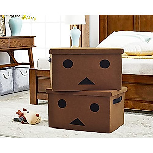 Large Storage Boxes with Lids, Storage Baskets for Shelves, Foldable Organiser Box Baskets,Baskets with Stackable Lid & Handles Collapsible Fabric Bins Home & Office Decorative Storage Box, 2-Pack