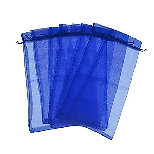 Bezall 20Pcs Organza Wine Gift Bags with Drawstrings, Mesh Wine Bottle Covers for Christmas, Wedding, Birthday, Wine Tasting, Housewarming (Royal Blue)