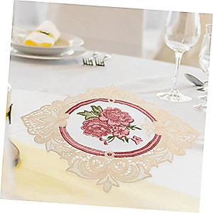 DOITOOL Table Mat Jute Placemat Adorno para Mesa De White Cotton Tablecloth Farmhouse Coasters Heat Proof Placemat Cotton Placemats Retro Lace Coaster Lace Place Mat Decor Mug 4pcs