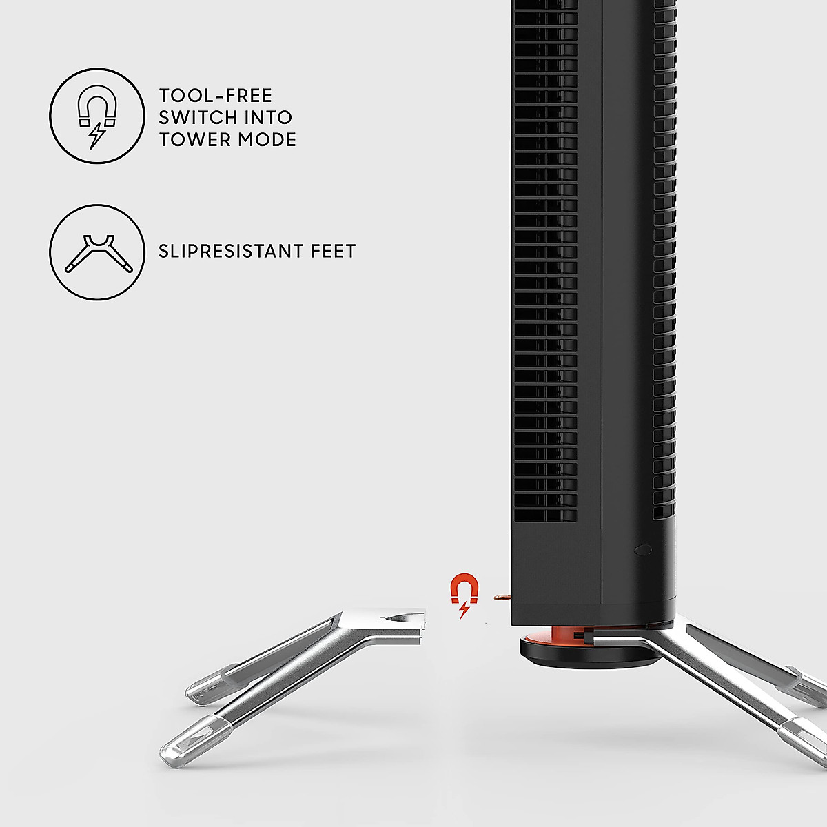 Sharper Image AXIS 47 Airbar Tower Fan with Remote Control, Black & AXIS 12 12" Desktop Airbar Tower Fan with USB, Black