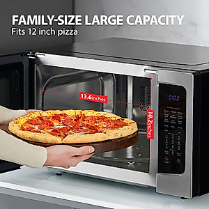 TOSHIBA 4-in-1 ML-EC42P(SS) Countertop Microwave Oven, Smart Sensor, Convection, Air Fryer Combo, Mute Function, Position Memory 13.6" Turntable, 1.5 Cu Ft, 1000W, Silver