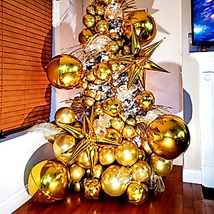 Metallic Gold Balloon 18 Inch 12 Pcs Chrome Gold Latex Party Balloons Chrome Balloon for Engagement Wedding Christmas Graduation Party Decorations