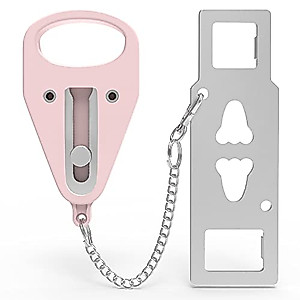 Portable Door Lock Pink (2 Size) Home Security Door Locker Apartment Door Security Device Travel Door Defender Locks for Additional Privacy and Safety in Hotel,Bedrooms and Dorms(1 Pack Pink)