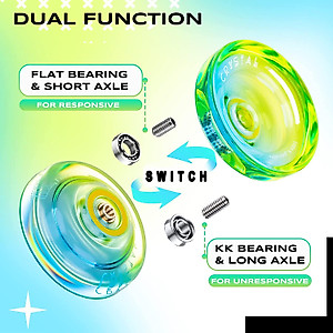 MAGICYOYO Responsive Yoyo for Kids Beginners, Dual Purpose Yo Yo K2 Unresponsive Yo-yo for Finger Spin Tricks Intermediate Play+12 Yoyo Strings+Bearing Tool +Storage Case(Blue Yellow)