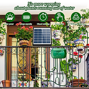 AnseTo Solar Irrigation System for Garden Watering System, 2023 Latest Drip Irrigation Kit for Potted Plants, Supported Automatic Watering System for The Balcony, The Plant Bed and The Green House