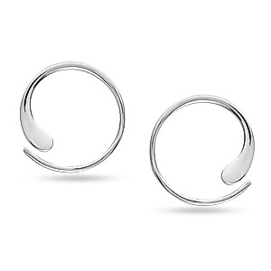 LeCalla Sterling Silver Jewelry Wire Pull Through Hoop Earrings for Women Teen 20 MM