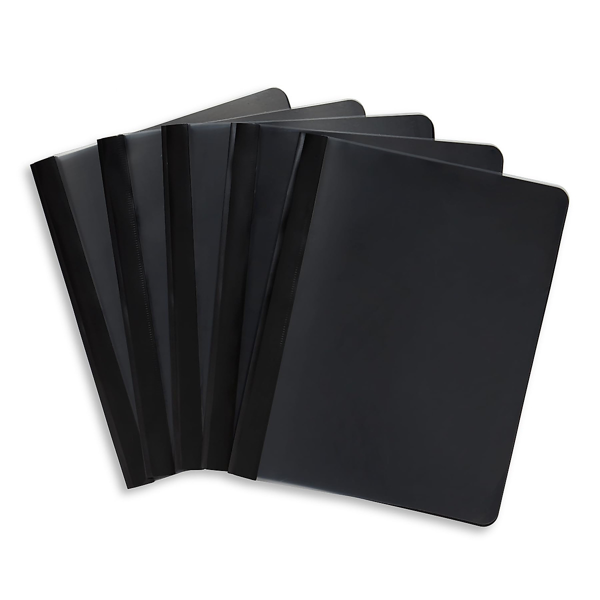 Blue Summit Supplies 25 Black Plastic Report Covers with Prongs, Black 3 Prong Clear Front Report Cover for Presentation, Document, and School Use, 0.42mm PP Plastic, Bulk 25 Pack