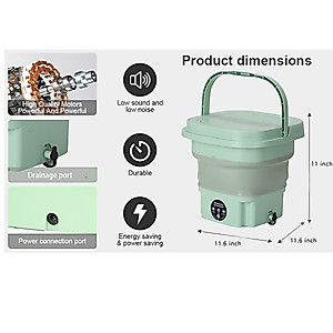 Portable Washing Machine, Folding Mini Washing Machine with Drain Basket, Portable Washer with Blue Light & Ultrasonic Washing for Apartment, Laundry, Camping, RV, Travel, Underwear