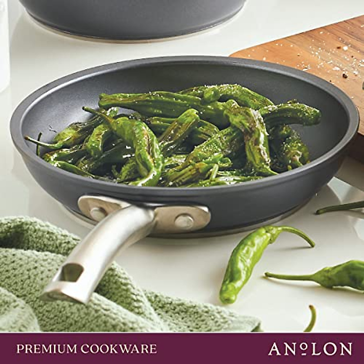 Anolon Accolade Forged Hard Anodized Nonstick Frying Pan/Skillet, 8 Inch, Moonstone Gray