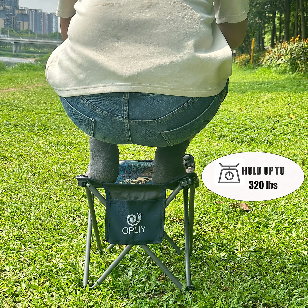 Opliy Camping Stool, Folding Samll Chair Portable Camp Stool for Camping Fishing Hiking Gardening and Beach, Camping Seat with Carry Bag (Green, L 13.5")