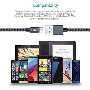 Micro USB Cable Android Charger - Syncwire [2-Pack 6.5 ft] Super-Durable Nylon-Braided Fast Sync & Charging Cord for Samsung, HTC, Nexus, LG, Xbox One, PS4, Smartphones & More