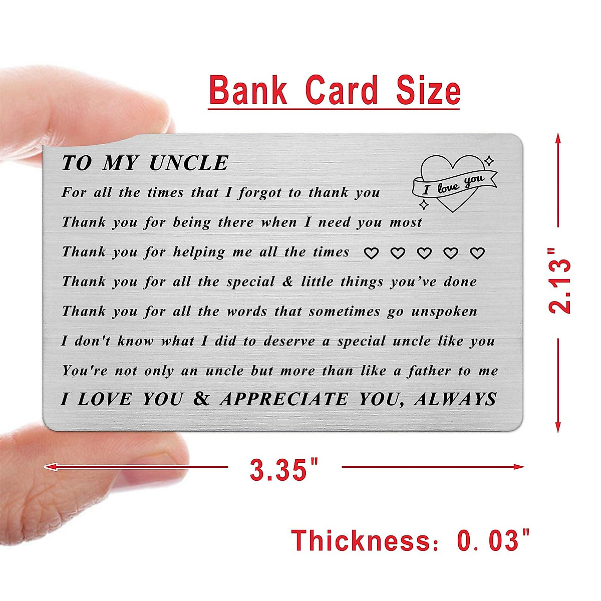 Jzxwan Uncle Father's Day Card for Men, Best Uncle Gifts, Personalized Uncle Birthday Card from Niece Nephew, Thank You Uncle Presents, Best Uncle Gift Ideas